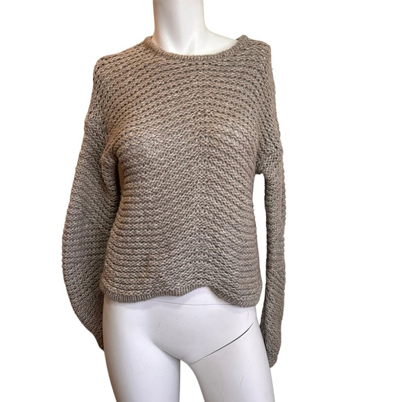Helmut Lang | Sweaters | Helmut Lang Tan Chunky Knit Crop Sweater Yak ...